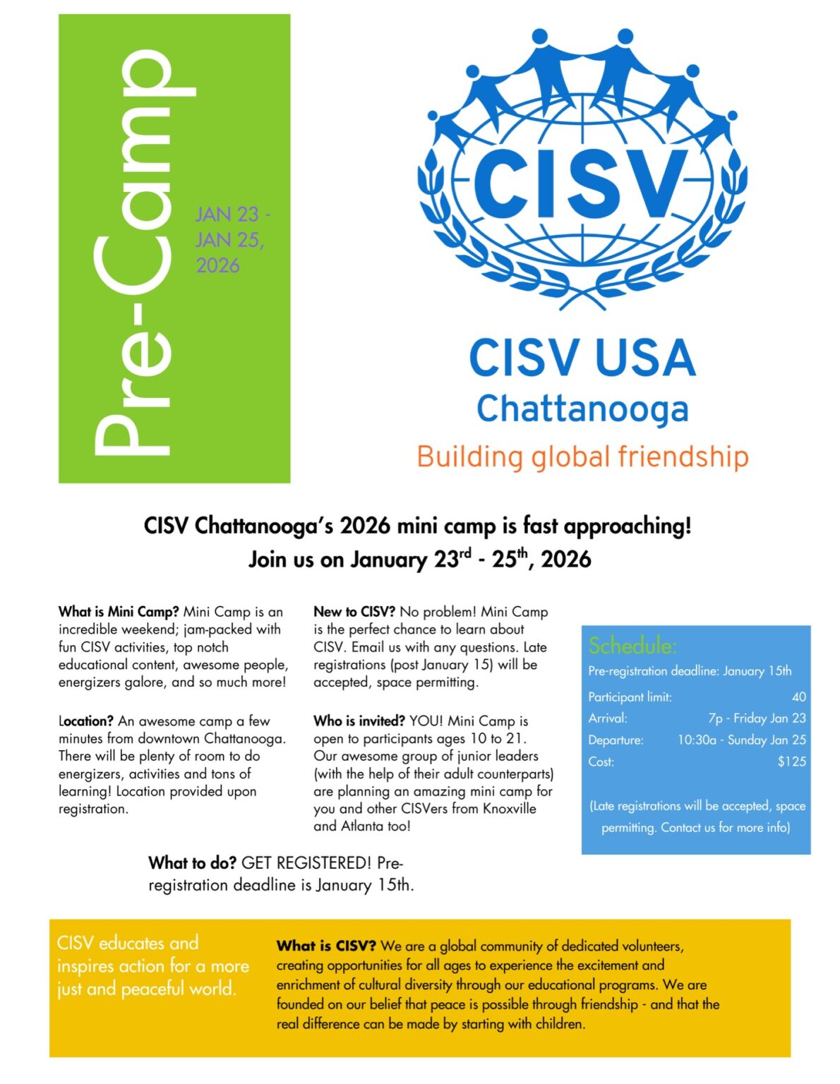 CISV Chattanooga Mini Camp - Smoky Mountain